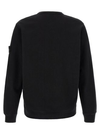 Stone Island Badge-Embellished Crew Neck Sweatshirt - Black