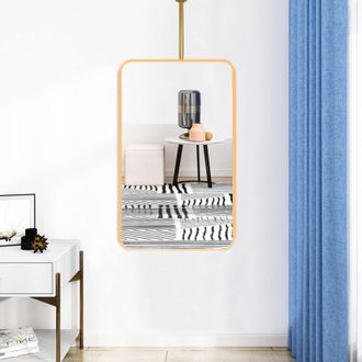 Generic Nordic Gold Rechteckiger H&auml;ngespiegel mit Stange, 40 cm x 70 cm, 50 cm x 70 cm, Deckenspiegel f&uuml;r Badezimmer, Waschraum, Eingangsbereich, Zuhause, anp