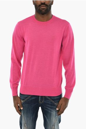 Dsquared2 Virgin Wool Crew-Neck Sweater with Ton On Ton Monogram size M