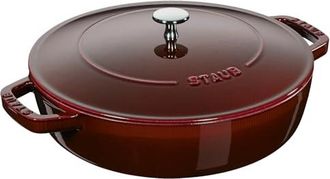 Staub Gusseisen Bräter, Chistera Tropfenstruktur im Deckel für optimale Befeuchtung/Aromaregen, Rund 28 cm, 3,7 L, Für alle Herdarten geeignet inkl. Indukti