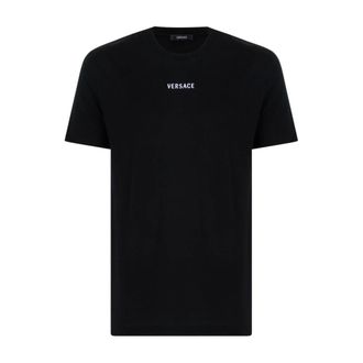 Versace Logo Baumwoll-T-Shirt - - Tops - Herren - Schwarzk - S