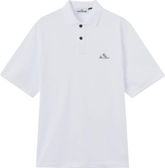 Stone Island Homme, Tops, Blanc, Taille: S Polo Piqu&eacute; &agrave; Manches Courtes