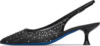 Loriblu Femme, Chaussures, Noir, Taille: 39 EU Escarpins ouverts en dentelle et cuir verni orn&eacute;s de bijoux
