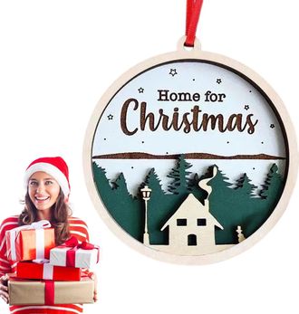 Generic Frohe Weihnachten, Weihnachtskranzschilder, roter Briefkasten, Dekoration für Weihnachtsbäume, kreatives Weihnachtsschild aus Holz, festliche Dekorati