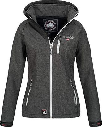 Geographical Norway Tassima Veste softshell à capuche amovible, pour femme, fonctionnelle, gris foncé, L