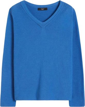 Max Mara Femme, Pulls, Bleu, Taille: 44 FR V-neck Tricots