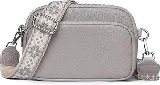 Generic Sac à bandoulière en cuir de vachette de luxe de couleur unie pour femme, gris, Medium