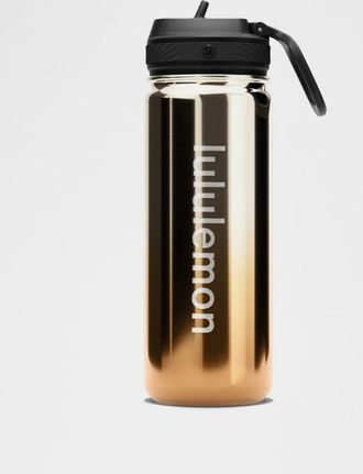 lululemon Bouteille deau Back to Life 530 ml Bouchon avec paille - Gold/Noir/É
