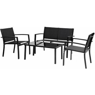 Habitat et Jardin Salon de jardin bas Lino - 4 places - Noir