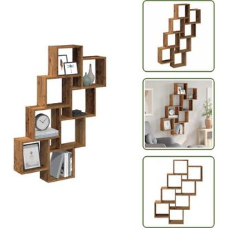 vidaXL W&uuml;rfelregal Altholz-Optik 90x15x119,5 cm Holzwerkstoff - Wandregal - Wandregale - W&uuml;rfelaufbewahrung - W&uuml;rfelregal