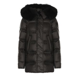 Peuterey Schwarze Daunenjacke mit Pelzkapuze - - Jackets - Damen - Schwarzk - 2XL