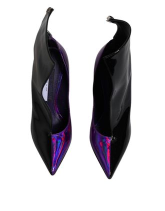 Dolce & Gabbana Womens Purple Black Pointed Ankle Boots Shoes And Leather