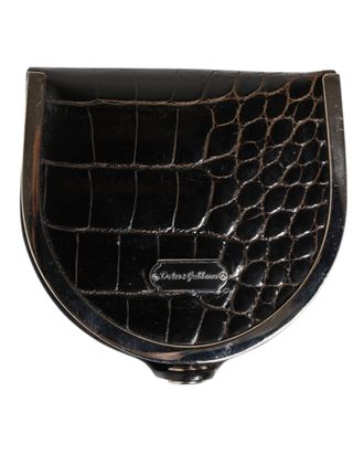 Dolce & Gabbana Mens Polished Alligator Leather Coin Purse Black Genuine American