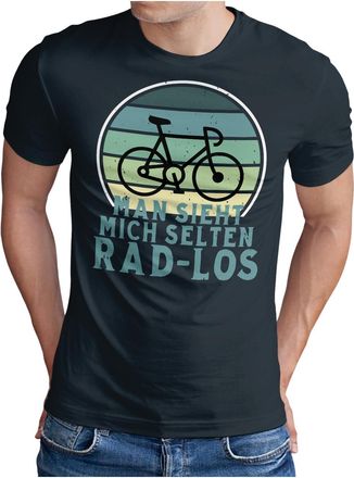 OM3 Lustiges Fahrrad T-Shirt mit Spruch - Herren - Man Sieht Mich selten Rad - los (ratlos) Biking Radfahrer - Navy, 3XL