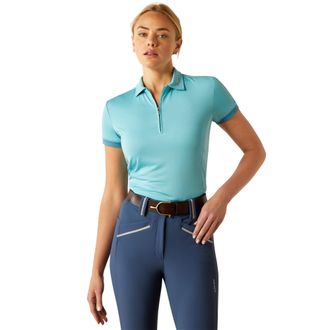 Ariat Womens Bandera 1/4 Zip Polo Shirt in Aqua, Size X-Small, by Ariat