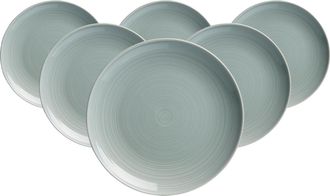 Ritzenhoff & Breker Suomi Dessertteller 6er Set, 20 cm, Frühstücksteller mit feinen & ausgeprägten Reliefierungen, Skandinavisches Design, Porzellan, Grau-Blau