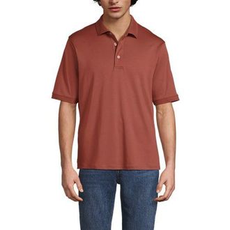 Lands End Supima Kurzarm-Polo, Classic Fit, Herren, Gr&ouml;&szlig;e:44-46 regular, Braun, Baumwolle, by Lands End