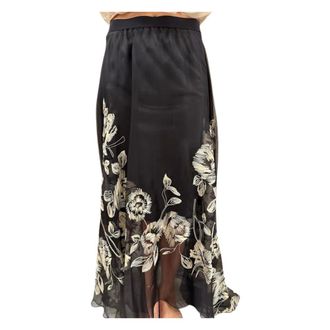 Liviana Conti Femme, Jupes, Noir, Taille: 38 FR Longue jupe avec broderie florale