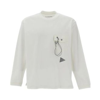 And Wander Heavy Cotton Pocket Long Sleeve T-Shirt - - Tops - Herren - Wei&szlig; - M