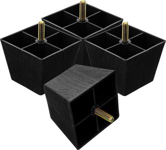 Hemobllo GLEAVI 4 St&uuml;ck Quadratische M&ouml;belf&uuml;&szlig;e aus Kunststoff und Metall Ersatzbeine f&uuml;r Sofa Schrank und Stuhl Stabile 3 Zoll M&ouml;belbeine f&uuml;r Erh&ouml;hte Unterst&uuml;t