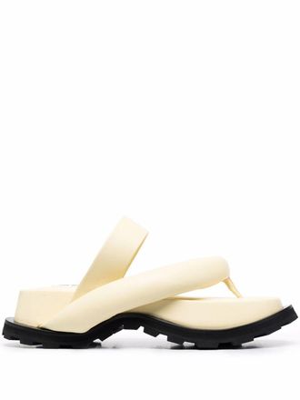 Jil Sander sandales matelass&eacute;es en cuir - Jaune