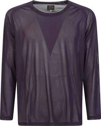 Needles Homme, Tops, Violet, Taille: XL L/S U Neck Tee - Poly Mesh