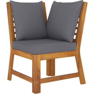 vidaXL Vidaxl - Modular-Sofa-Eckteil mit Dunkelgrauen Kissen Massivholz Akazie