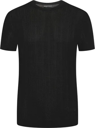 Emporio Armani Unifarbenes Feinstrick-T-Shirt aus Baumwolle in