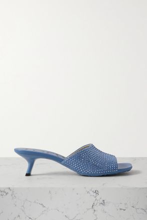 Loewe Petal Mules Aus Veloursleder Mit Kristallen - Blau