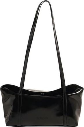 Generic Sac sous les aisselles en polyur&eacute;thane de grande capacit&eacute; Boston avec pendentif, polyvalent, voyage et usage quotidien pour femme, Noir, 16.14x9.84x5.