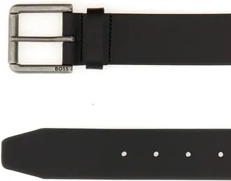 HUGO BOSS Mens Leather Buckle Belt Black Cowhide