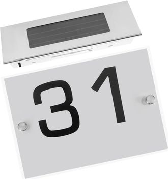 Holibanna Solarbetriebene Led Hausnummernleuchte F&uuml;r Drau&szlig;en Beleuchtetes Adressschild Mit Sensor Edelstahl Hausnummerplatte F&uuml;r Au&szlig;enbereich Solarbeleuchtetes 