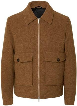 Selected gemischte Wolljacke - braun