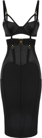 Elisabetta Franchi Femme, Robes, Noir, Taille: 44 FR Robe Bustier en Cr&ecirc;pe L&eacute;ger et Satin