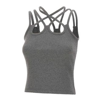 Avavav Avavav, Femme, Tops, Gris, Taille: 38 FR Haut en coton c&ocirc;tel&eacute;, gris, bretelles crois&eacute;es