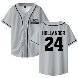 Generic Heated Rivalry Hollander 24 Merch Baseball Jersey Shirt Col V Unisexe Manches Courtes Streetwear V&ecirc;tements, gris, XXL