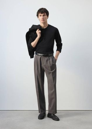 Mango Pantalon relaxed-fit pinces marron moyen - Homme - 38 - MANGO MAN
