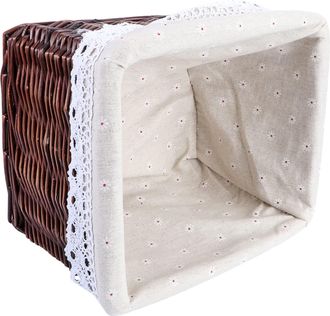 Cabilock Eckiger Wicker Aufbewahrungskorb Aus Rattan Mit Leinenbezug Für Spielzeug Und Alltagsgegenstände S Braun Robuste Aufbewahrungsbox Für Zuhause