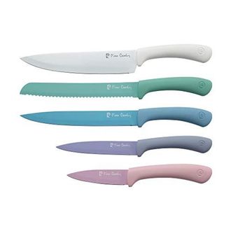 Pierre Cardin Q2214 Set mit 5 Messern in Pastellfarben, Edelstahl, mehrfarbig