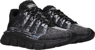 Versace Patterned Fabric Sneaker - Black