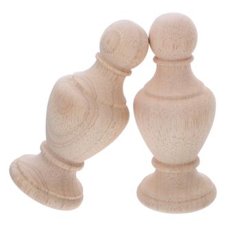 Hemobllo Dekorative Holzspitzen f&uuml;r Treppen - 2 St&uuml;ck Sanduhrf&ouml;rmige Handgeschnitzte S&auml;ulenabschl&uuml;sse aus Unbehandeltem Holz 6&times;14cm Treppenhaus Deko f&uuml;r Zuhaus