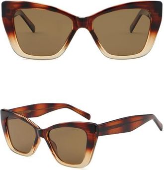 Generic Lunettes de soleil rétro pour femme UV400 acétate polarisées oeil de chat, Cadre marron à motifs, Taille unique
