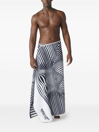 Jean Paul Gaultier serviette en jacquard &agrave; rayures - Blanc