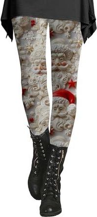 Generic Legging pour femme - Legging de Noël taille haute pour entraînement athlétique - Taille élastique - Doux et confortable - Pantalon de Noël imprimé Pèr