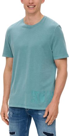 s.Oliver Herren 2143962 T-Shirt mit Label Print, Petrol, XXL