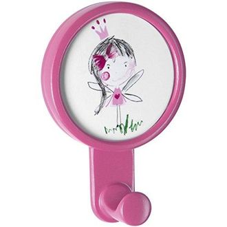 Spirella Klebehaken Kleiderhaken Garderobenhaken Ron Pink 10,6x7x3 cm zum selber beschriften | perfekt f&uuml;r Kindergarten, Flur und Kinderzimmer