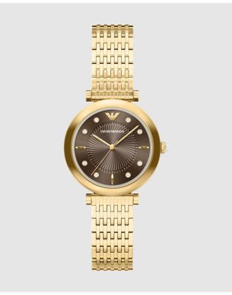 Emporio Armani Archelia montre trois aiguilles en acier inoxydable dor&eacute;