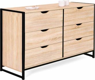 IDMarket Commode 6 tiroirs Detroit XXL 140 cm Design Industriel