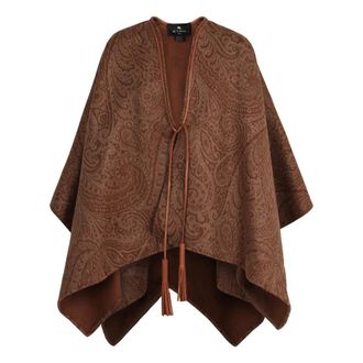Etro Femme, Vestes, Brun, Taille: ONE Size Manteau en Laine et Cachemire Paisley Marron