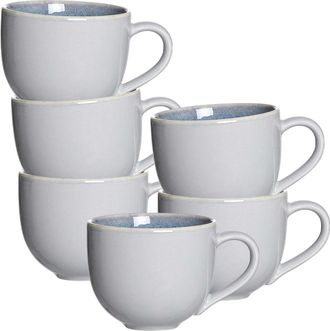 Ritzenhoff & Breker Skagen Stone Kaffeetassen 6er Set | Tassen mit Henkel 220 ml | Porzellan-Geschirr mit Reaktivglasur |Sp&uuml;lmaschinen- & Mikrowellenfest | Steingrau